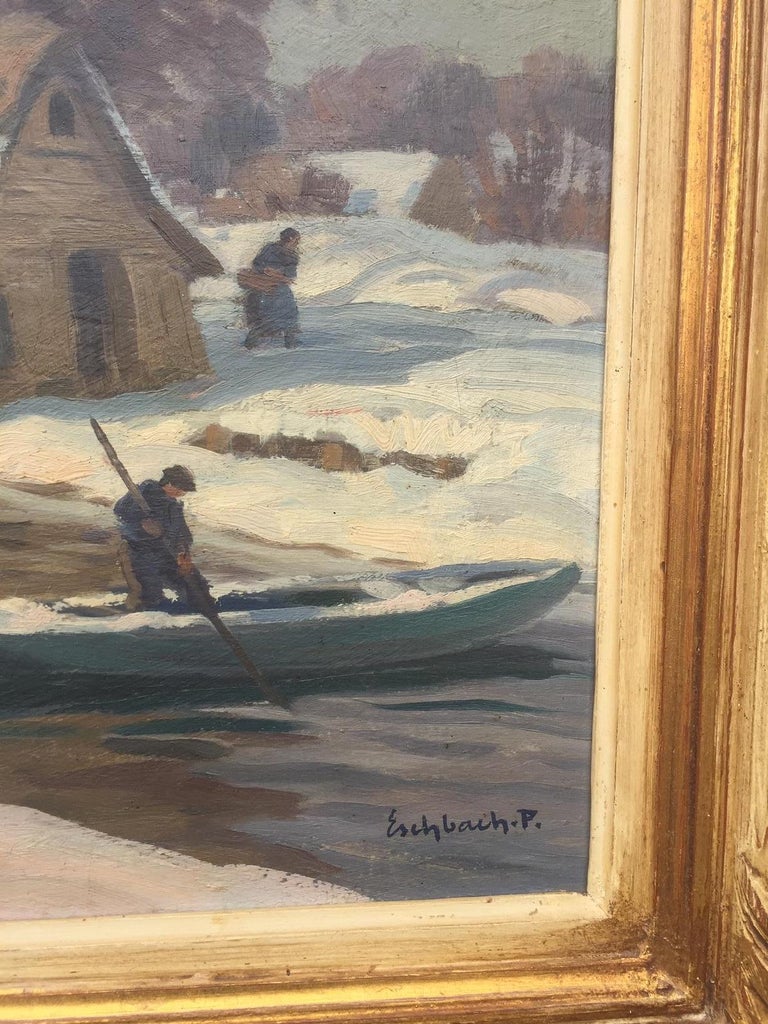 Winter Landscape Oil on Canvas by French Painter Paul André Eschbach at ...