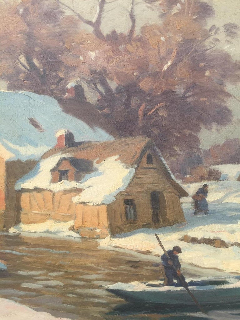 Peinture à l'huile sur toile - Paysage d'hiver du peintre français Paul ...