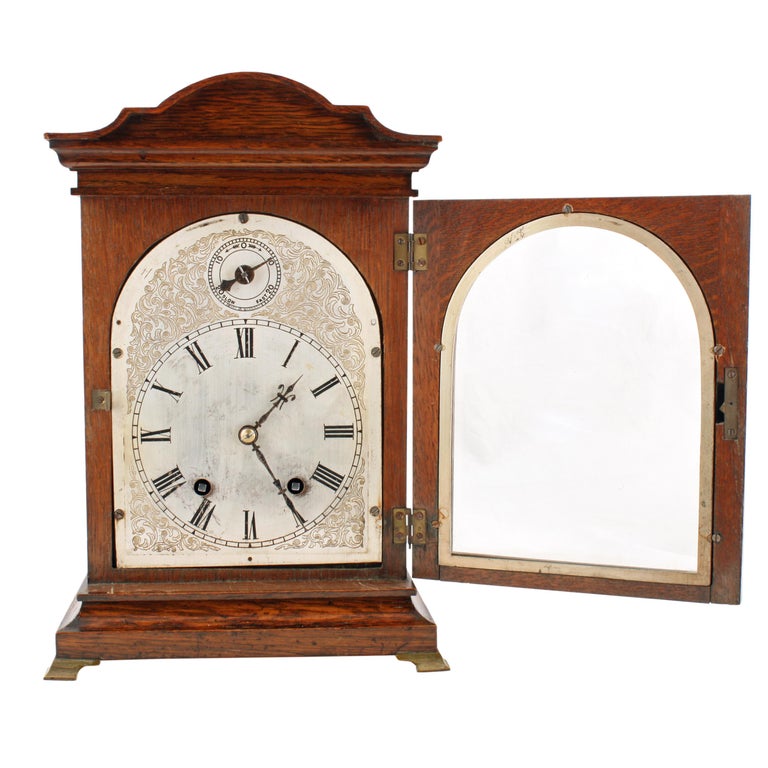 19thc Century German Winterhalder and Hofmeier Oak Cased Mantel Clock ...