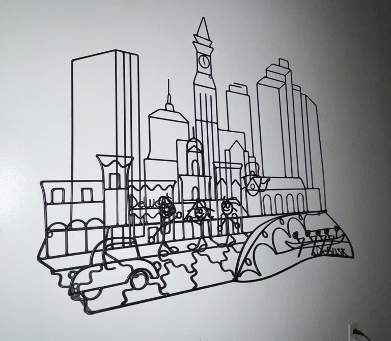 Wire Art Wall Mounted Sculpture of Boston Skyline by Barrett DeBusk For ...
