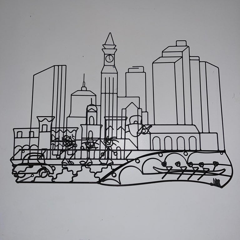 Wire Art Wall Mounted Sculpture of Boston Skyline by Barrett DeBusk For ...