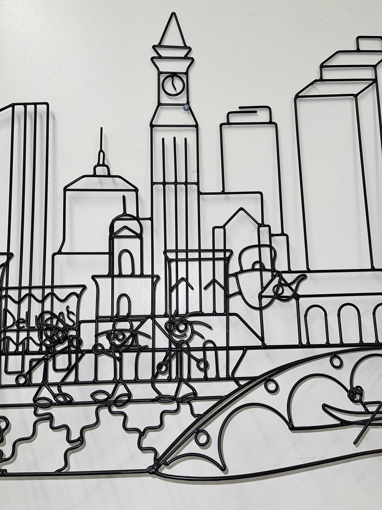 Wire Art Wall Mounted Sculpture of Boston Skyline by Barrett DeBusk For ...
