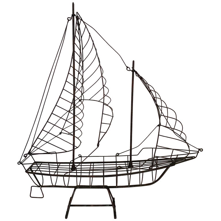 Wire Sculpture of a Ship with Sails For Sale at 1stDibs | wire ship ...