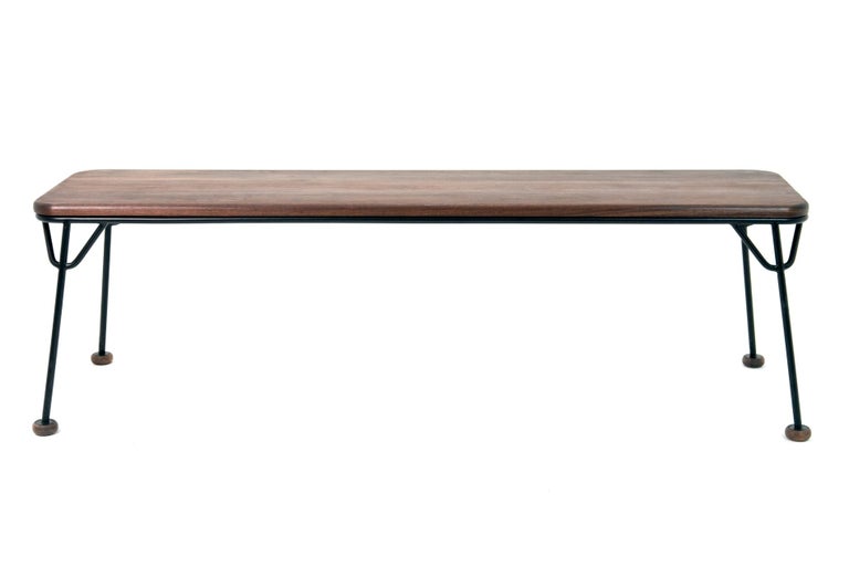 Wired Bench, Minimal Handcrafted Three-Person Bench in Walnut and Black ...