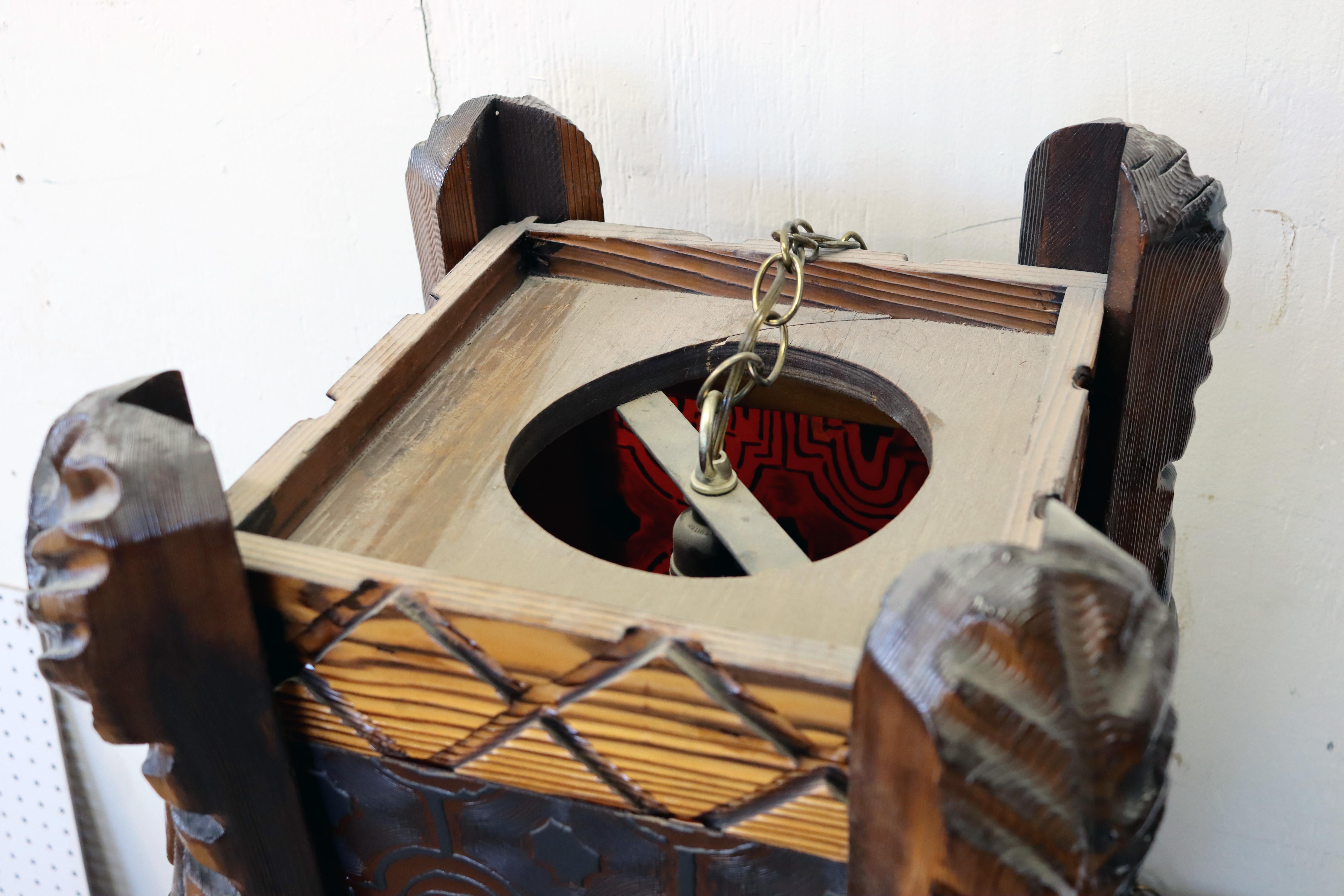 Witco Hand-Carved Tiki Hanging Lamp For Sale at 1stDibs | witco tiki