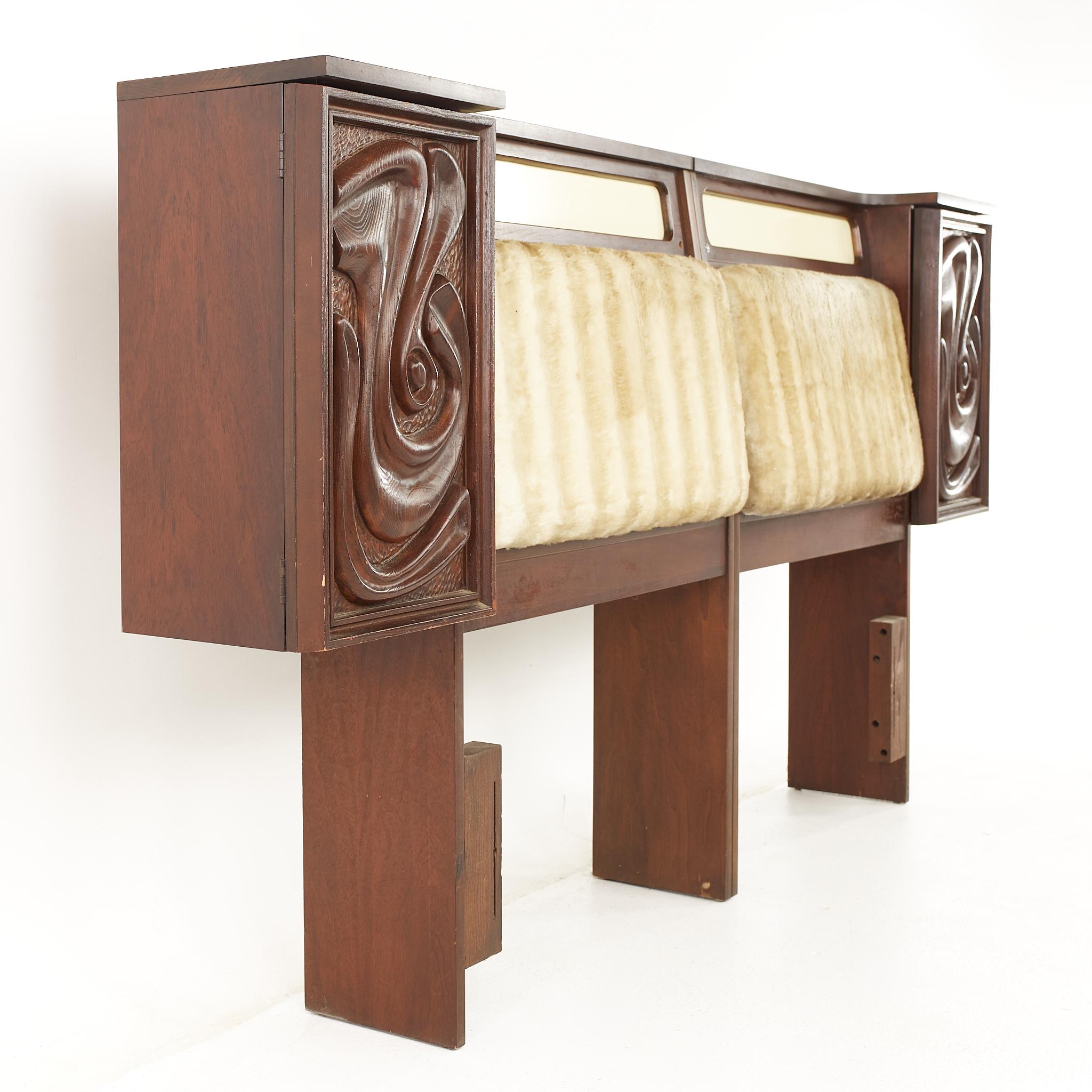 Witco Pulaski Oceanic Mid Century Queen Storage Headboard For Sale at ...