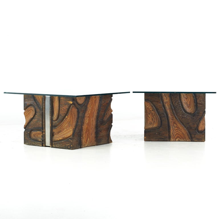 Witco Style Brutalist Mid-Century Side Tables, Pair For Sale at 1stDibs