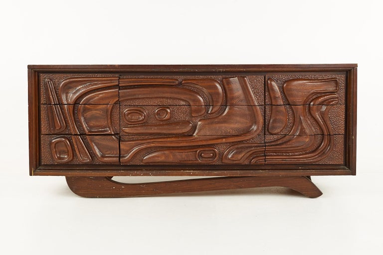 Witco Style Pulaski Mid Century Oceanic Lowboy Dresser at 1stDibs