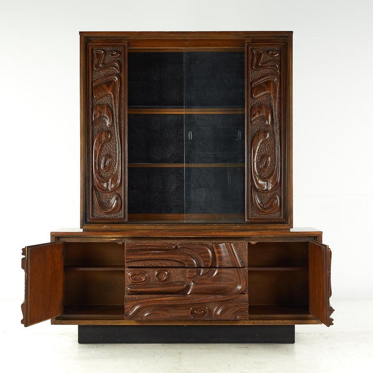 Witco Style Pulaski Oceanic Midcentury Buffet and Hutch China Cabinet ...
