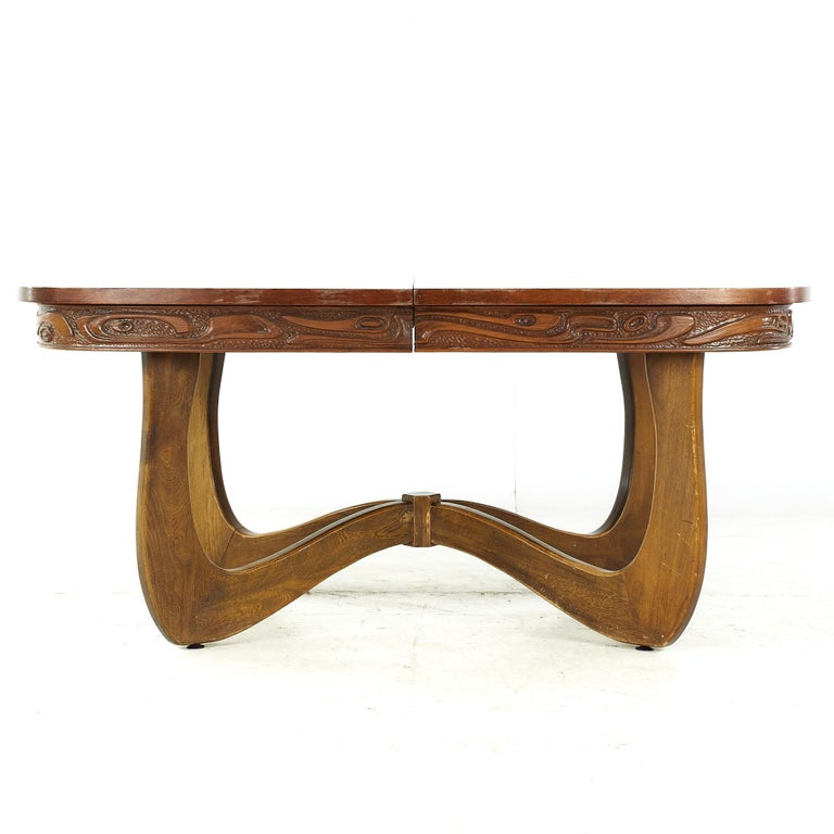 Witco Style Pulaski Oceanic Midcentury Dining Table with 1 Leaf For ...