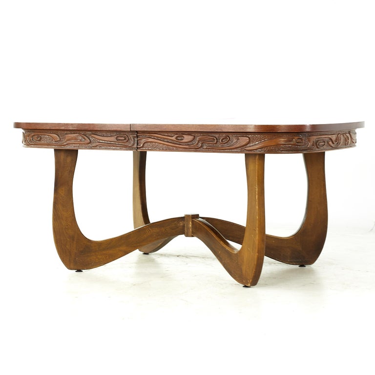 Witco Style Pulaski Oceanic Midcentury Dining Table with 1 Leaf For ...