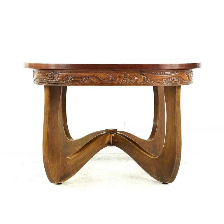 Witco Style Pulaski Oceanic Midcentury Dining Table with 1 Leaf For ...