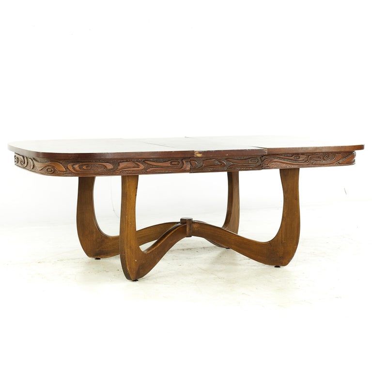 Witco Style Pulaski Oceanic Midcentury Dining Table with 1 Leaf For ...