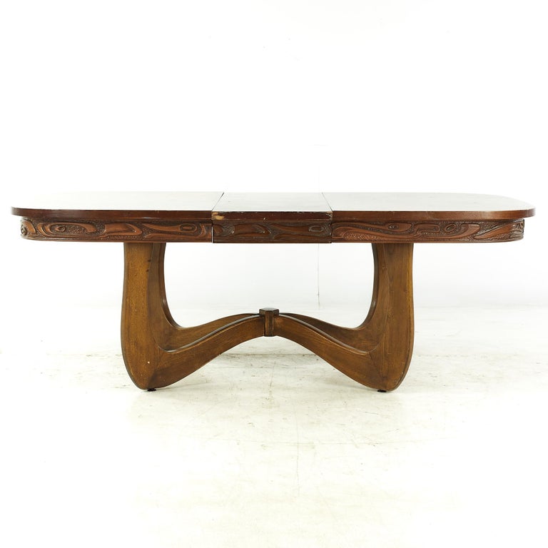 Witco Style Pulaski Oceanic Midcentury Dining Table with 1 Leaf For ...