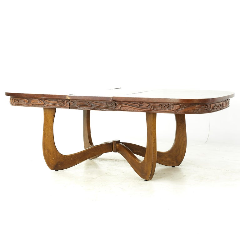 Witco Style Pulaski Oceanic Midcentury Dining Table with 1 Leaf For ...