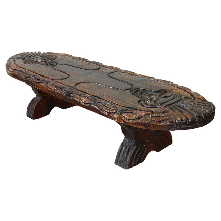 Witco William Westenhaver Table basse Tiki sculptée à la main En vente ...