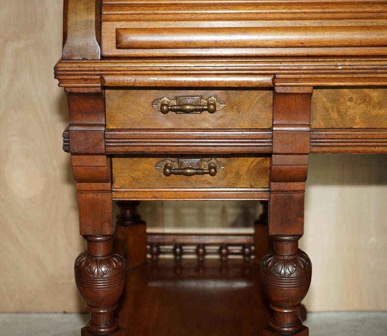 With Certificate Antique Shannon File Co Victorian Walnut Tambour Desk ...