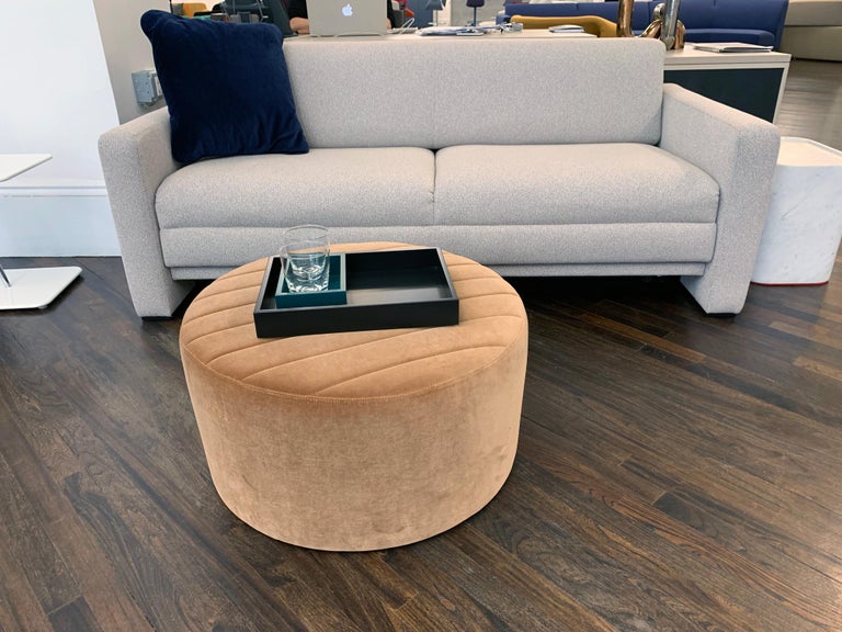 Wittmann Velvet Earth Oyster Ottoman at 1stDibs