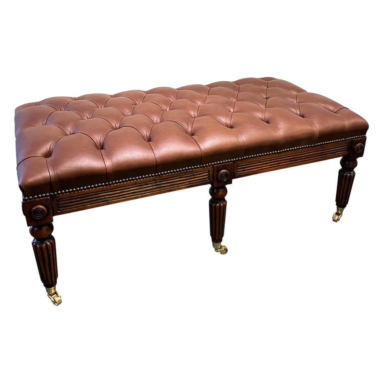 WIV Style Gillows Designed Leather Upholstered Stool For Sale at 1stDibs