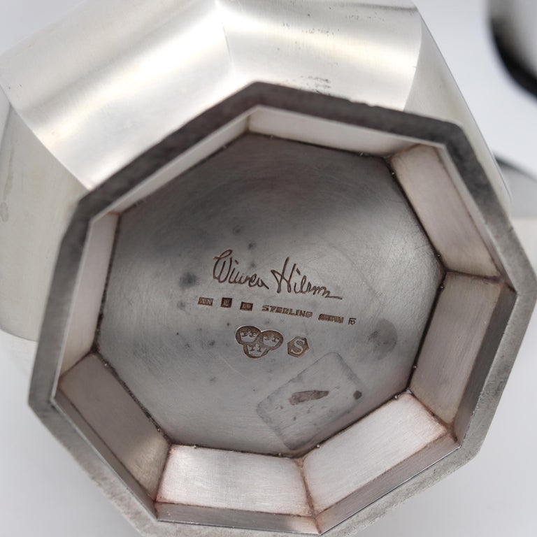 Wiwen Nilsson 1961 Sweden Art Deco Geometric Pitcher Solid .925 Sterling Silver For Sale at 1stDibs