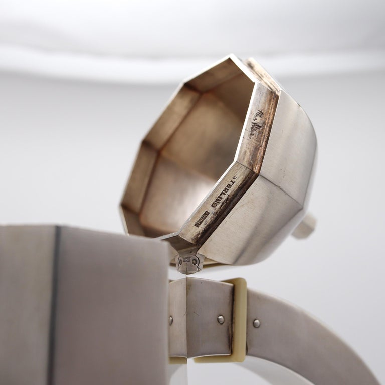 Wiwen Nilsson 1961 Sweden Art Deco Geometric Pitcher Solid .925 Sterling Silver For Sale at 1stDibs