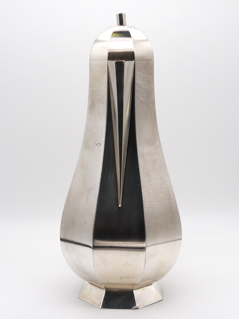 Wiwen Nilsson 1961 Sweden Art Deco Geometric Pitcher Solid .925 Sterling Silver For Sale at 1stDibs