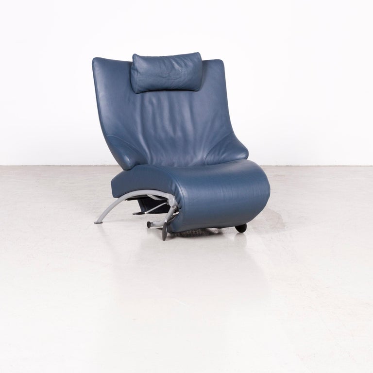 WK Wohnen Solo 699 Designer Leather Lounger Blue Genuine Leather ...