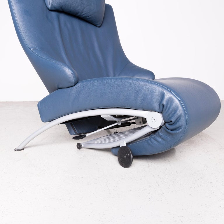 WK Wohnen Solo 699 Designer Leather Lounger Blue Genuine Leather ...