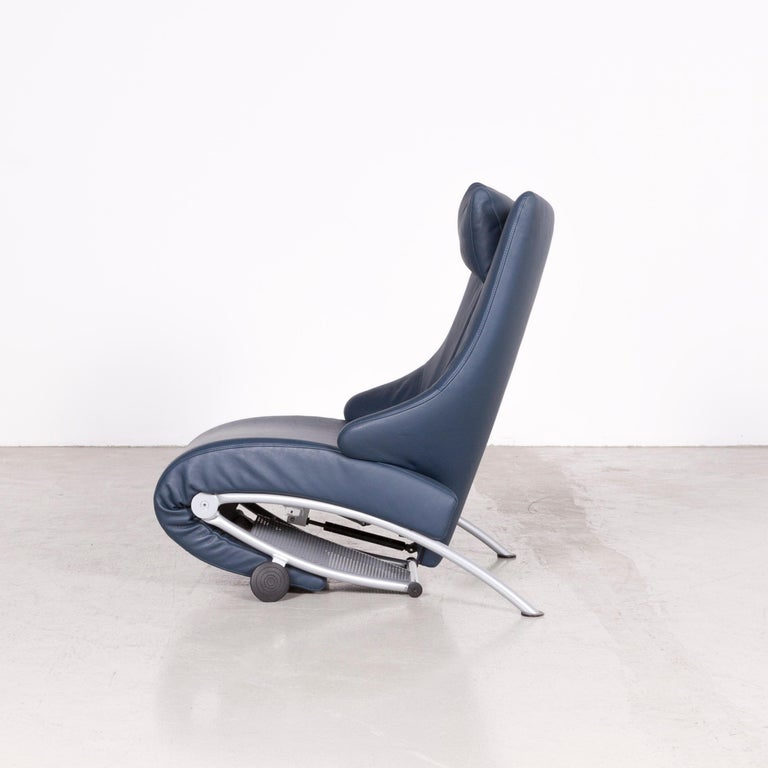 WK Wohnen Solo 699 Designer Leather Lounger Blue Genuine Leather ...
