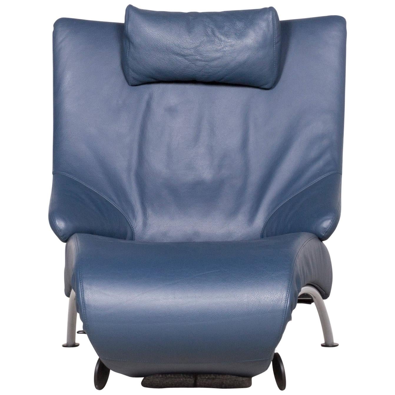 WK Wohnen Solo 699 Designer Leather Lounger Blue Genuine Leather ...