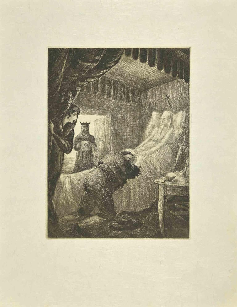 Wladyslaw Jahl - Don Quixote on his Deathbed - Etching and Drypoint by ...