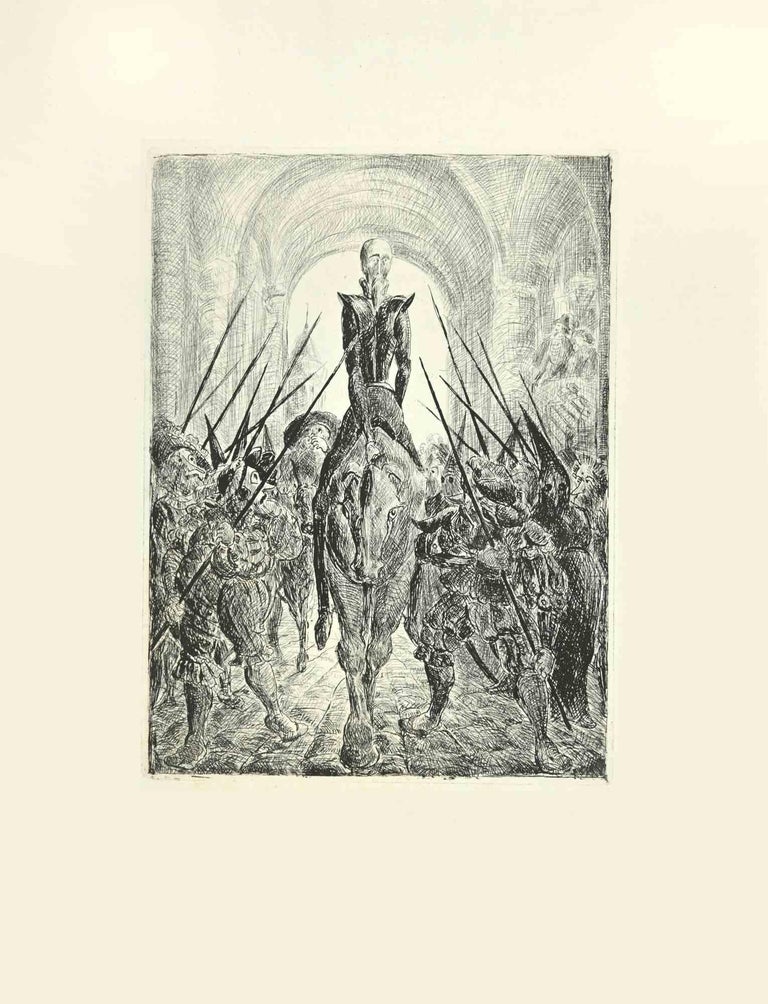 Wladyslaw Jahl - The Entrance of Don Quixote - Etching by Wladyslaw ...