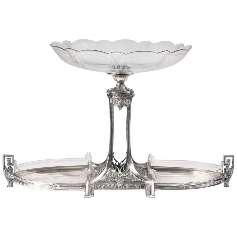 WMF Art Deco Centrepiece Silver Plated with Crystal at 1stDibs