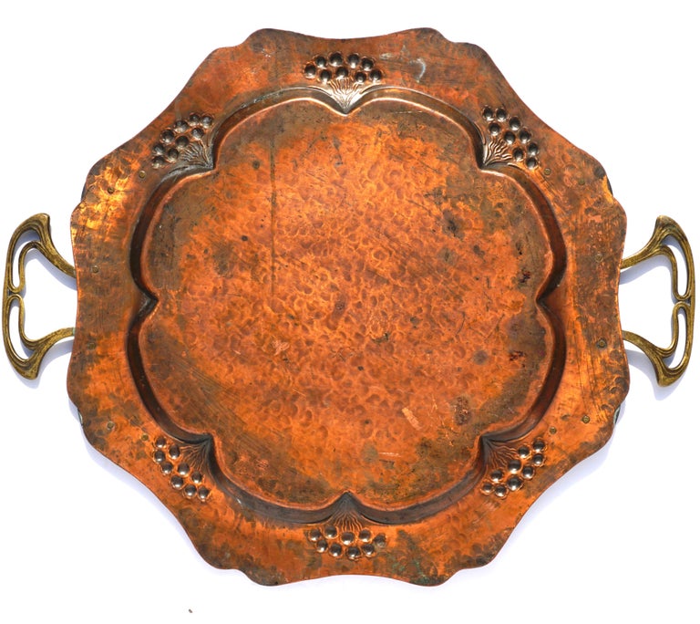 WMF Art Nouveau Jugendstil Copper and Brass Tray at 1stDibs