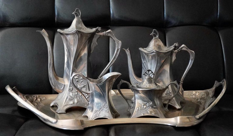 WMF Art Nouveau Jugendstil Tea Service and Trey For Sale at 1stDibs