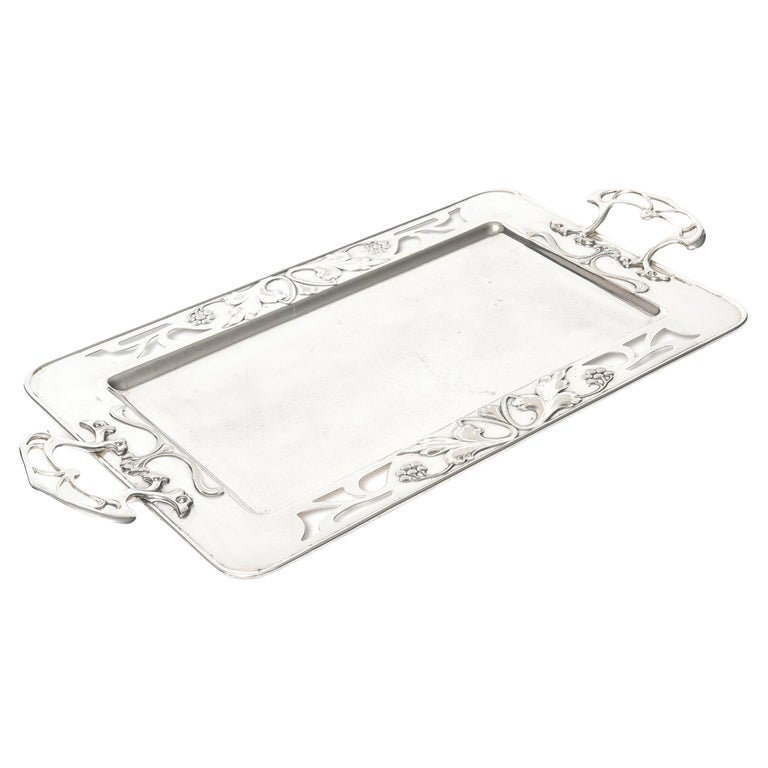 WMF Art Nouveau Silver Plate Serving Tray with Handles at 1stDibs