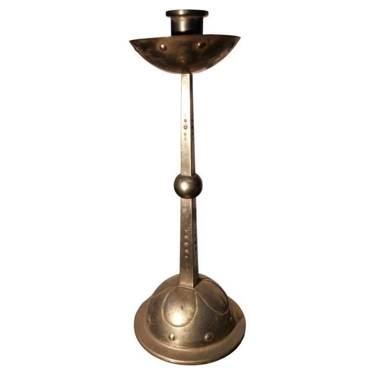 Wmf, Arts and Crafts Silver Plated Candlestick with Bowl Shaped Drip ...