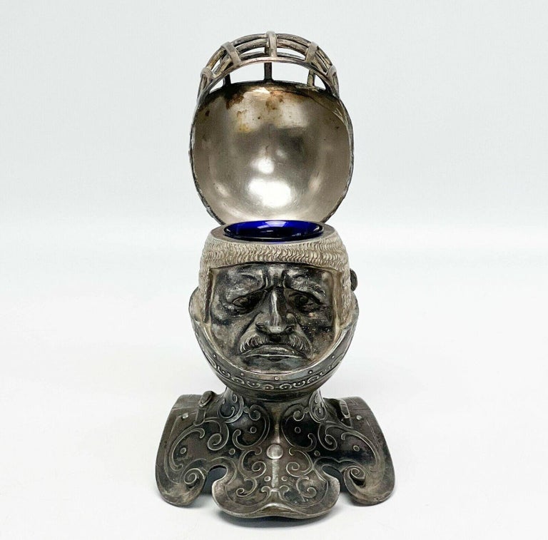 WMF Britannia Silverplate Medieval Knight Bust Modelled Inkwell with ...