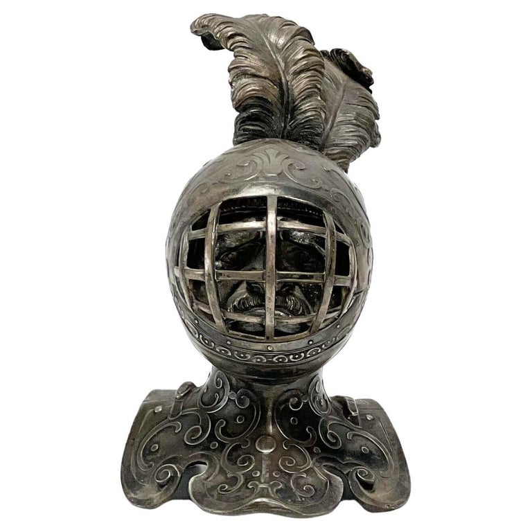 WMF Britannia Silverplate Medieval Knight Bust Modelled Inkwell with ...