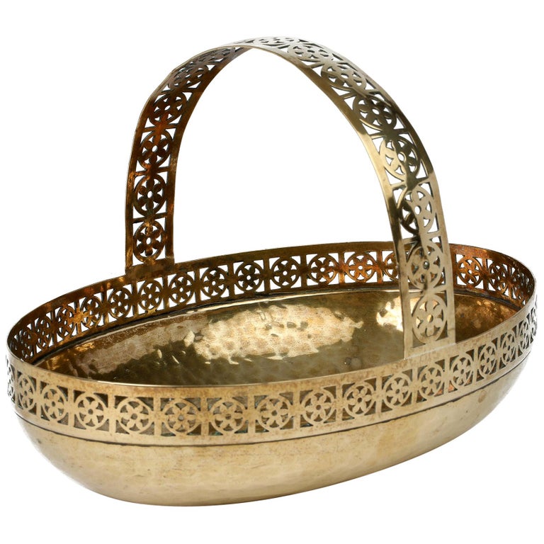 WMF German Jugendstil Pierced Brass Bread Basket in Manner of Josef ...