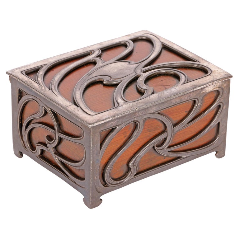 WMF German Jugendstil Silver Plated Scrollwork Wooden Box For Sale at ...