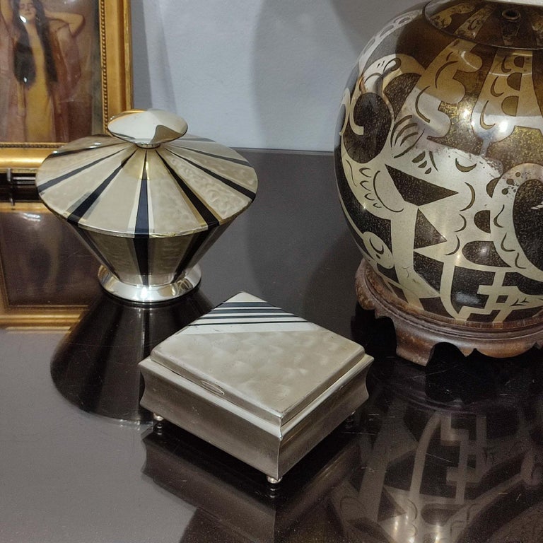 WMF Ikora Art Deco Silver Plate and Black Enamel Cigarettes Box with ...