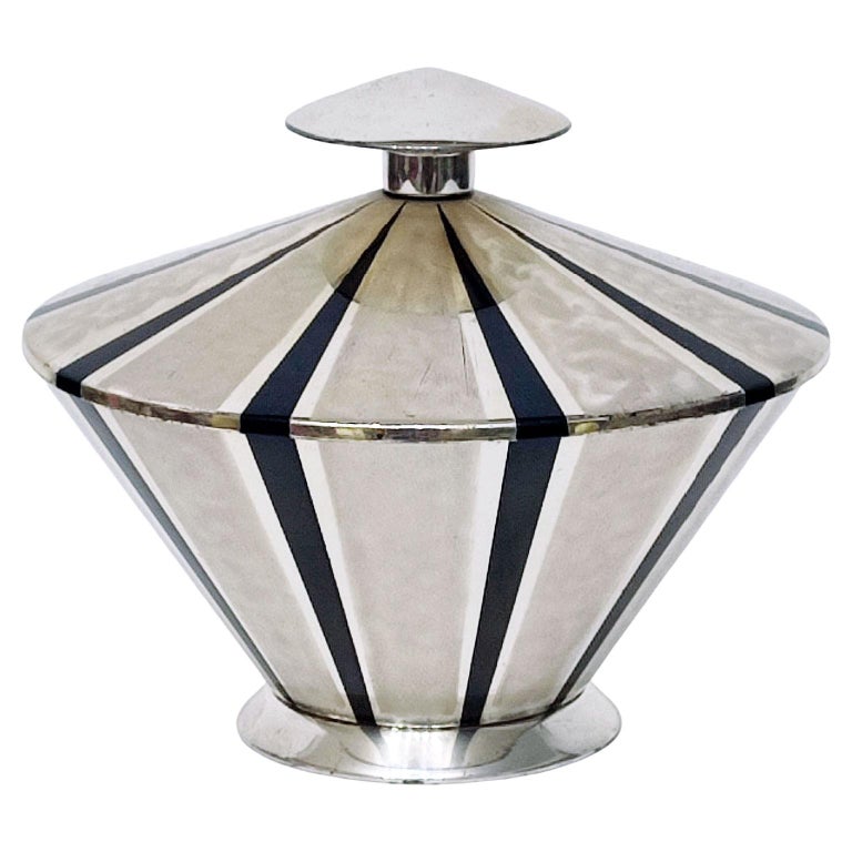 WMF Ikora Art Deco Silver Plate Decorative Box with Black Enamel Accent ...