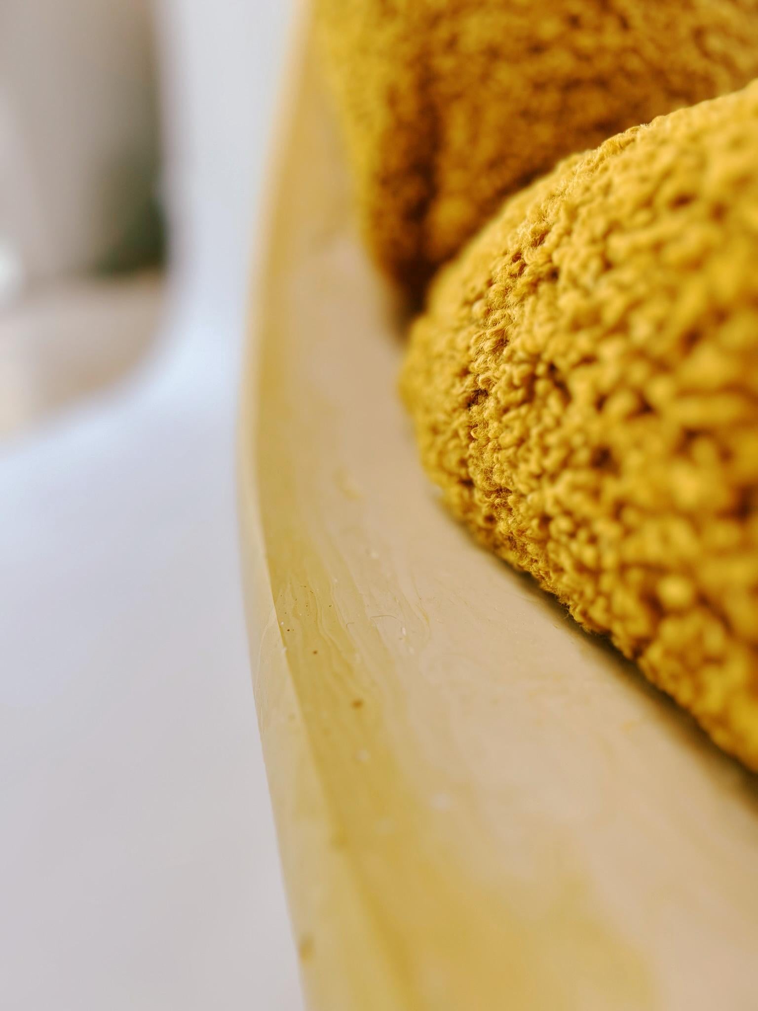 Contemporary Wolfie Upholstered Boucle Chair in Yellow Plaster by Dean ...