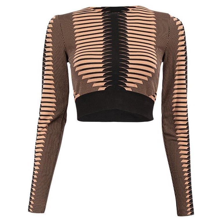 Wolford Women's Caramel and Black Patterned Crop Top For Sale at 1stDibs