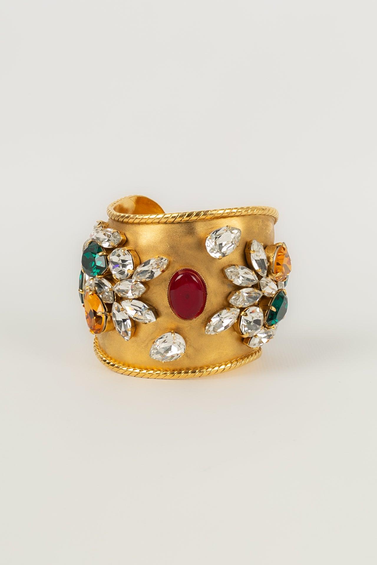 Woloch Cuff Bracelet with Rhinestone For Sale at 1stDibs