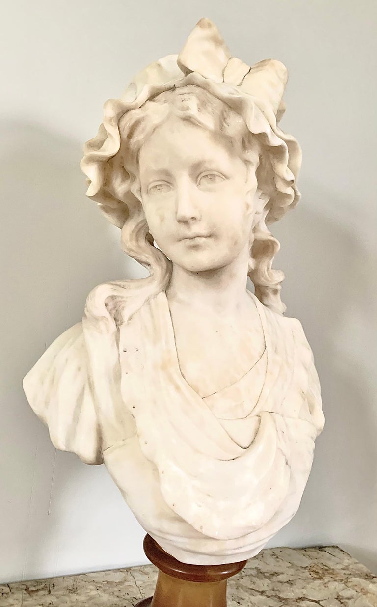 Woman Bust, Alabaster, 19th Century For Sale at 1stDibs