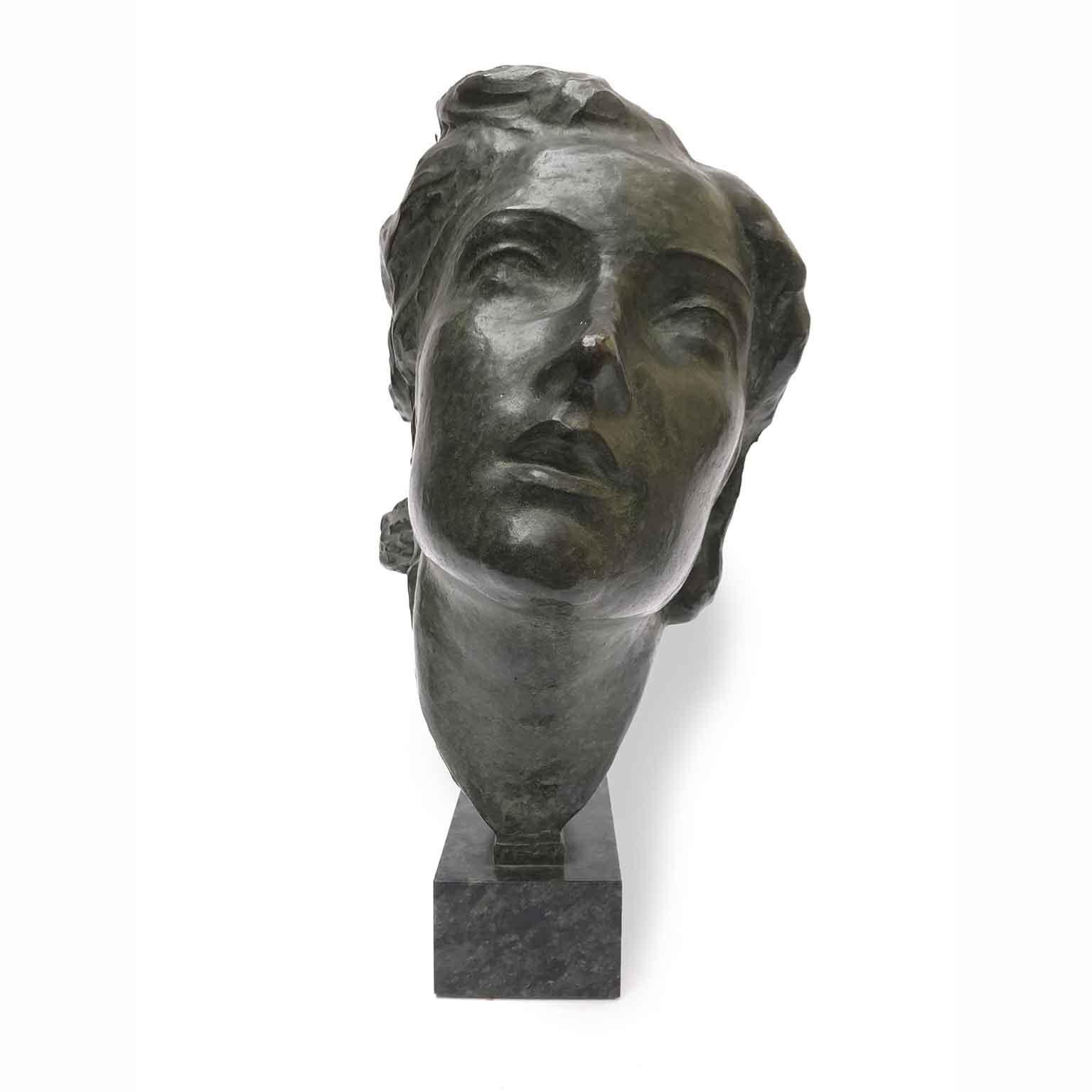 Woman Head Italian Bronze Sculpture Entitled Giovinezza Youth by ...