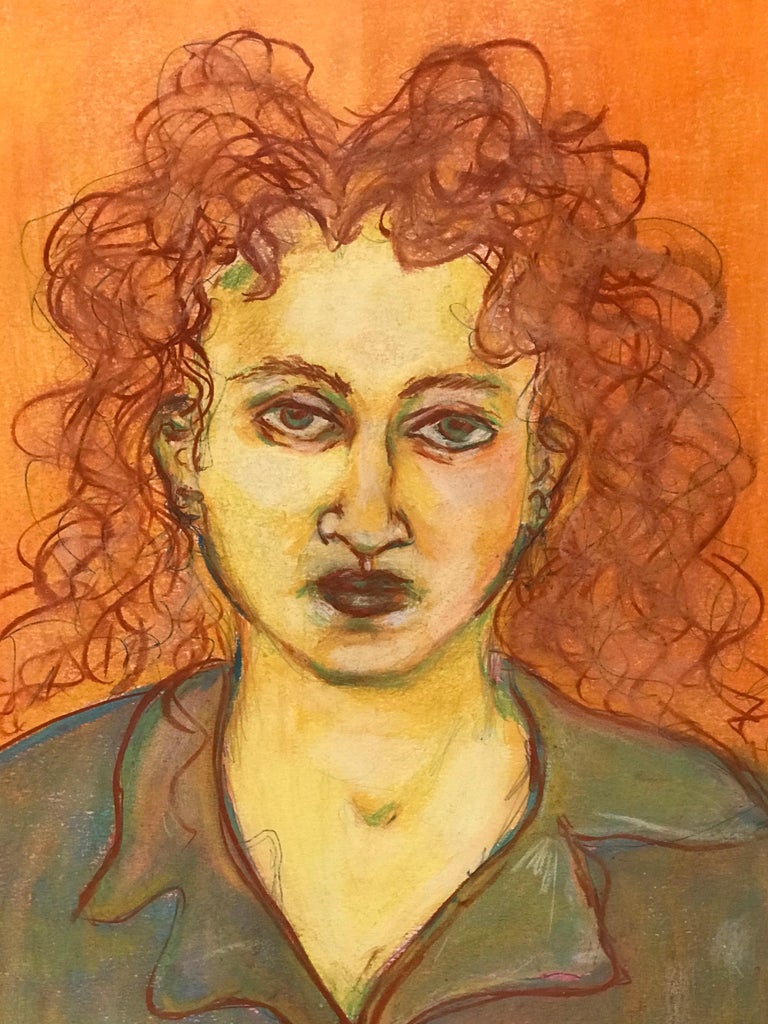 Woman Pastel Portrait by Gillian Lefkowitz For Sale at 1stDibs