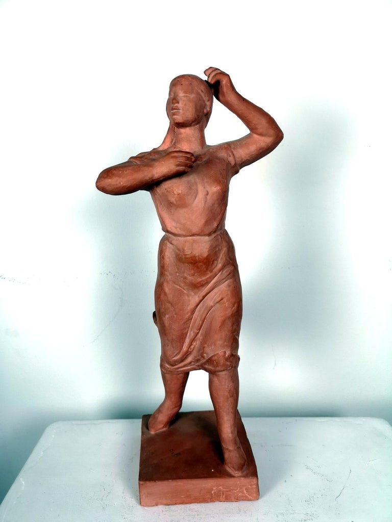 Woman Terracotta Sculpture by Sculptist Olcsai-Kiss, 1960s For Sale at ...